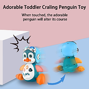Crawling Penguin Baby Musical Toys, Baby Tummy Time Toys for Infant 0-3 0-6 6-12 12-18 Months Music Learning Crawl Interactive Development Toy with LED Lights, Babies Toddler Boy Girl Birthday Gift