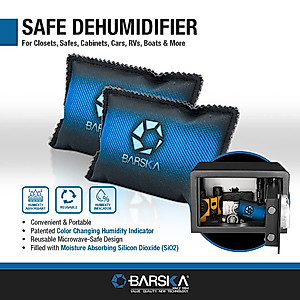 BARSKA Rechargeable Desiccant Dehumidifier - Safe Moisture Absorber for Home Closets, Gun Safes, Basement, Garage, Cars - Microwaveable - Portable Blue Dehumidifying Solution
