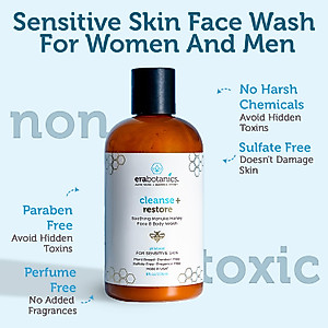 Manuka Honey Face Wash for Women and Men - Sulfate Free Moisturizing Cleanser with Organic Aloe Vera - Soothing Plus Gentle on Dry Skin Facial Cleanser Made in USA - 8oz