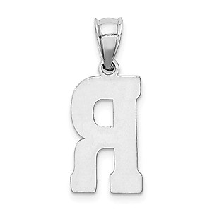 Solid 925 Sterling Silver Initial Letter R Alphabet Charm Pendant 25mm