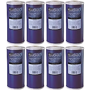 BLUONICS Carbon Replacement Water Filters 8pcs GAC Granulated 4.5" x 10" Cartridges for Chlorine, Taste and Odor