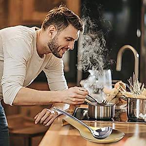 VanlonPro Stainless Steel Spoon Rest, Spatula Ladle Holder, Stainless Steel Utensil Spoon Rest Holder, Brushed Finish, Dishwasher Safe 9.8 x 3.7 Inch (Gold 1PC)