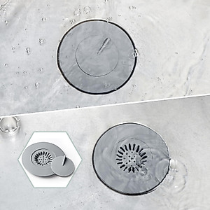 Shower Drain Stopper Hair Trap Hair Catcher Bathtub Drain,2-in-1 Strainers Protectors Cover for Floor,Laundry,Kitchen and Bathroom,Silicone,Fit for 1.75"-3.0" Drain Hole,3 Pack (BLACK)