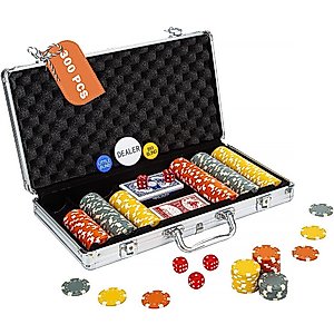 Demteric Upgraded Poker Chips Set with Case Casino Chips Games Equipment Jack Black Roulette Wheel Blackjack Texas Holdem Pokeno Game Set with Cards Texas Themed Gambling Gifts for Men Women Adults