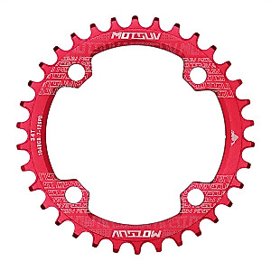 Labewin Rounf Bike Chainring-104BCD 34T Narrow Wide Chainring Bike Single Speed Crankset Perfect for Most Bicycle Road Bike Mountain Bike BMX MTB Track Fixed-Gear Bicycle Red