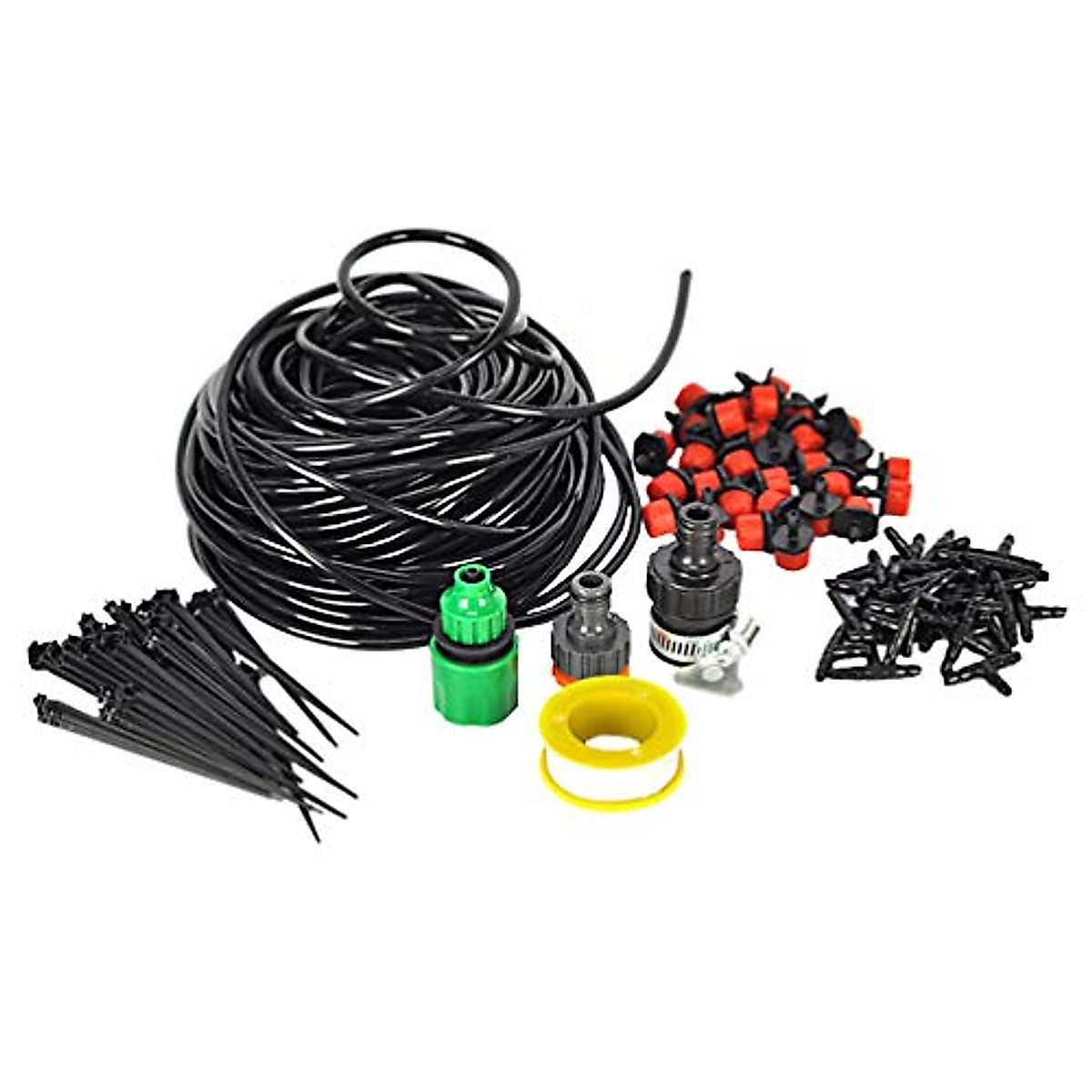 DOITOOL Garden Irrigation Drip System DIY Distribution Tubing Watering Drip Kit Distribution Tubing Hose Adjustable Nozzles Mist Cooling Irrigation System 25M for Garden Greenhouse Patio Lawn