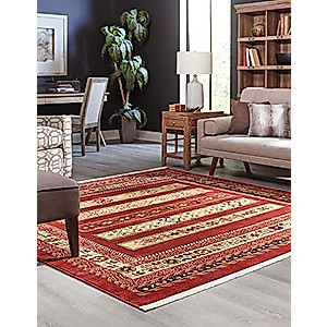 Unique Loom Fars Collection Area Rug - Pasadena (8' Square, Rust Red/ Black)