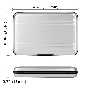 Qkenvo Aluminum Shock Resistant Carrying Box Memory Card Storage Case Holder 8 Slots for SD SDHC MMC Micro SD TF Cards Silver