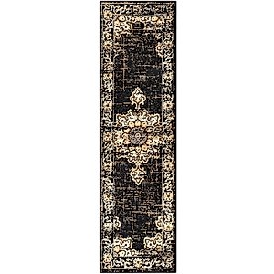 Mark&Day Area Rugs, 2x8 Pense Traditional Black Runner Area Rug, Black Brown Cream Carpet for Hallway, Kitchen, Bedroom or Living Room (2'2" x 7'7" Runner)