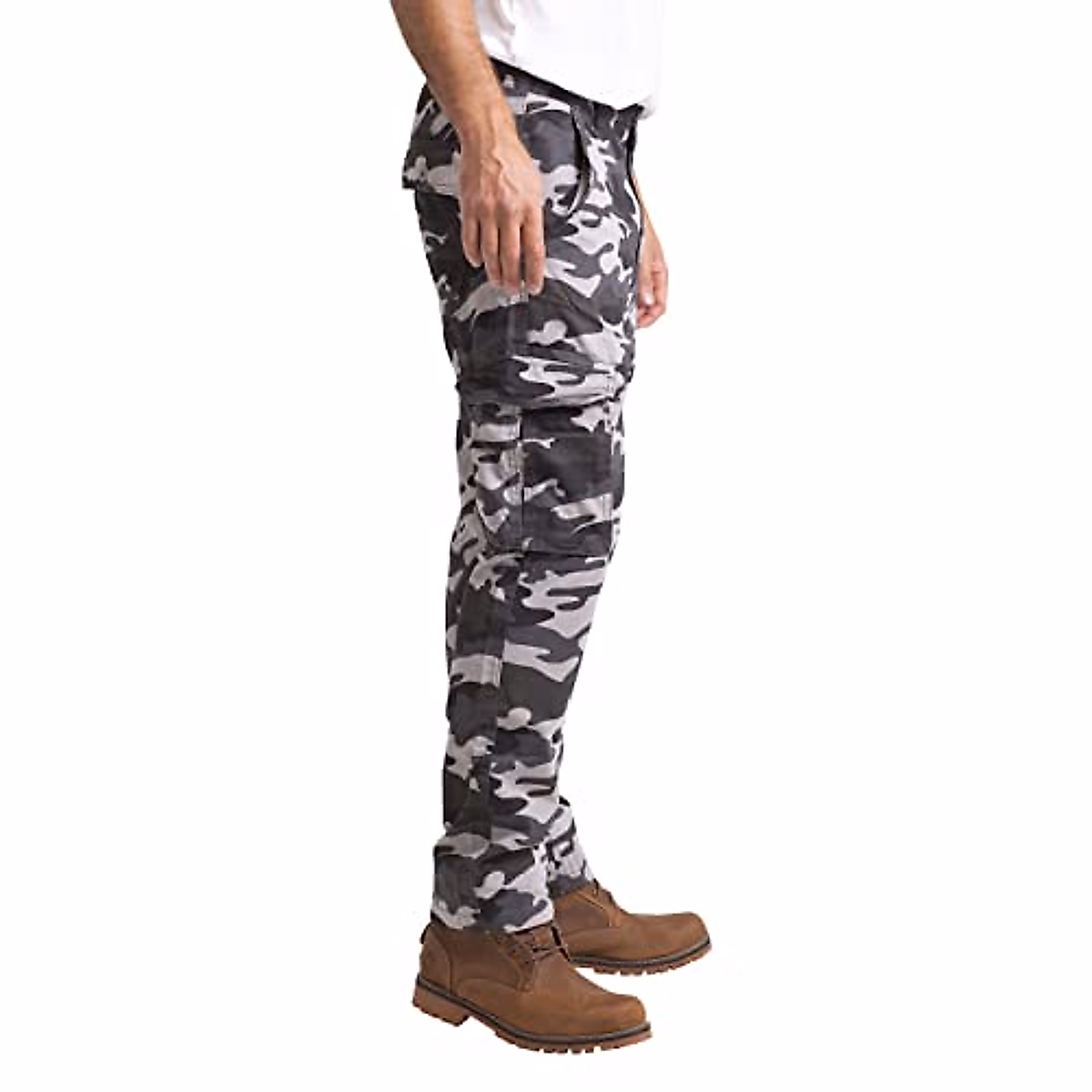 Mens Army Cargo Pants Casual Regular Fit Camouflage Combat Cotton Multi Pocket Security Workwear Trousers Sizes 32W-44W (Gray Camo, 38W x 34L)