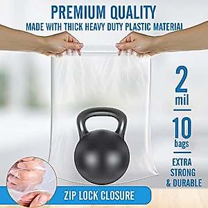 [ 10 COUNT ] JUMBO SIZE - BIG - 8 GALLON - HUGE Resealable Bag with Zipper Top for Storage - X-Large Size for Seasonal Clothing, Blanket, Bedding, Towels at Home, Travel, Moving, or On the Go - 22" x 24"