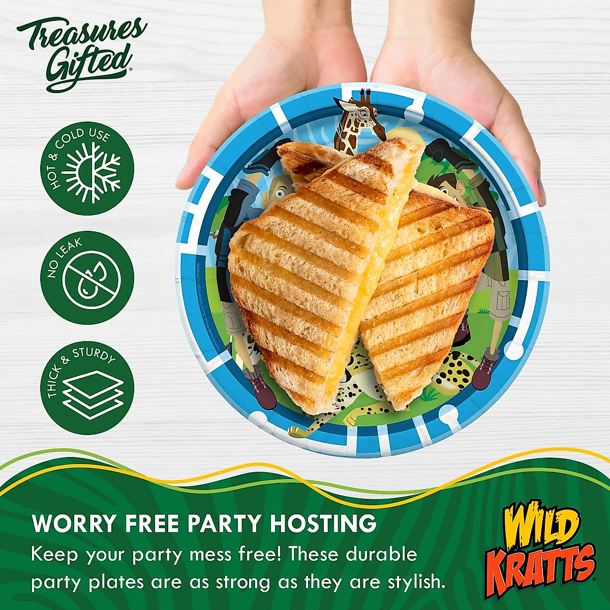 Treasures Gifted Officially Licensed Wild Kratts Dinner Plates 16ct - 9in Wild Kratts Party Plates - Wild Kratts Birthday Party Supplies - Wild Kratts Paper Plates - Wild Kratts Plates