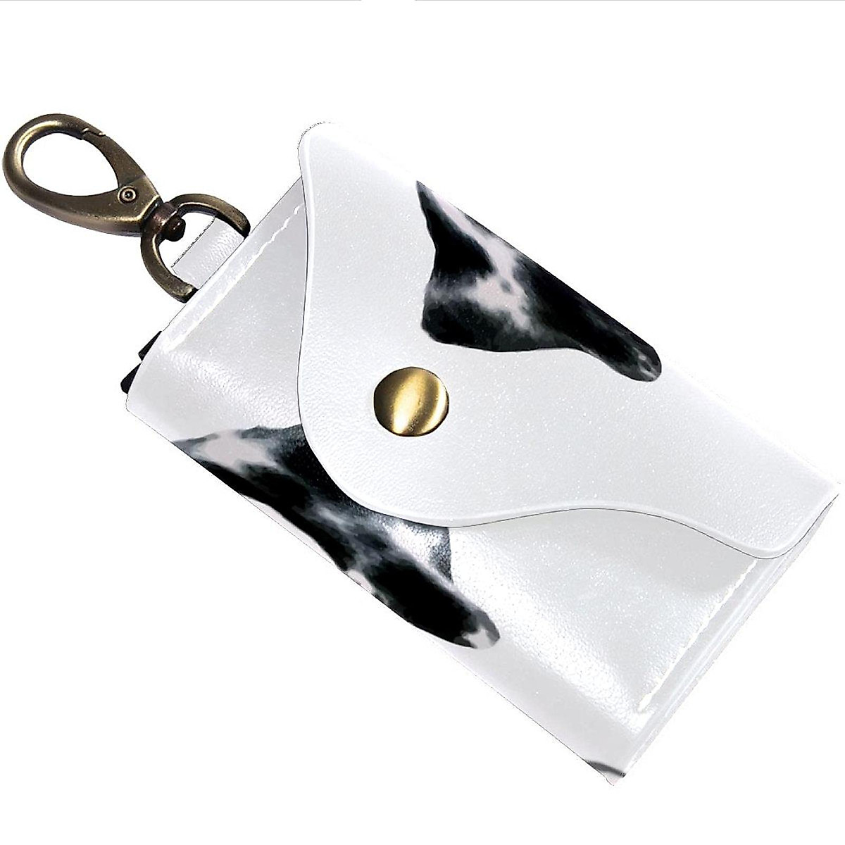 Dalmatian PU Leather Key Wallet Holder Card Case with 6 Hooks for Men Women