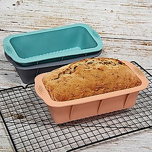 Anxbbo 3 Pack Silicone Bread Loaf Pans No-Stick Large Loaf Pan Set, Flexible Silicone Baking Molds for Bread, Cake, Meatloaf, BPA Free and Dishwasher Safe (3 Pack (9.8''L x 4.7''W x 2.7''H))