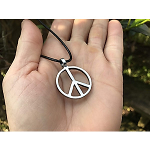 Trilogy Jewelry Pewter Classic Peace Sign Love Hippie Pendant on Leather Necklace