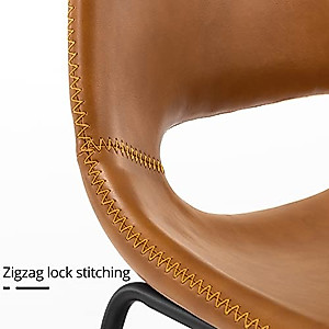 Faux Leather Dining Chairs Set of 2 Farmhouse Upholstered Dining Chair,Urban Industrial Indoor Kitchen Dining Chair, Boho Dining Chairs Mid Century Modern Minimalist Desk Chair Roxana 18" Whisky Brown