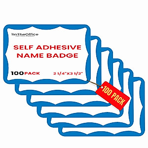 1InTheOffice Name Tag Stickers, Name Tag Labels, Self-Adhesive, Removable, Blue, 100/Pack