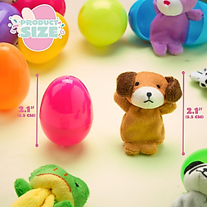 JOYIN 12pcs Prefilled Easter Eggs with Toys, Plastic Eggs with Finger Puppets, Basket Stuffers for Toddlers & Babies, Easter Theme Party Favors