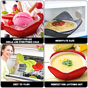 6 Pieces Bowl Holder Microwave Bowl Cozy Small Bowls Holder Bowl Potholders for Microwave Hot Plate Bowl Food Temperature for Home Kitchen Key Holder Sponge and Microfiber