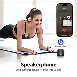 Bobtot Portable Bluetooth Speakers with Strap Easy to Carry, Wireless IPX5 Waterproof Mini Speaker with Loud Stereo Sound, 20 Hours Playtime, Rechargeable Battery, Built-in Microphone, Black