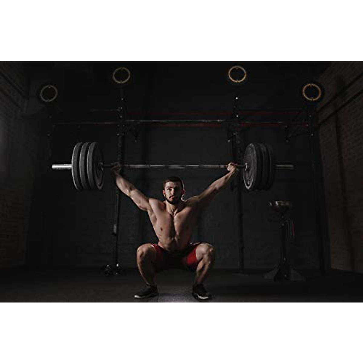 Clout Fitness Olympic Barbell Clamps Collars Quick Release Pair of Locking Weight Clips Fit 2 Inch Barbell for Weightlifting Red