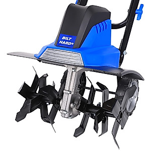 BILT HARD Tiller Cultivator 16 inch, 13.5 Amp 6 Steel Tines Tillers for Gardening Foldable, Electric Garden Rototiller with Adjustable Wheels