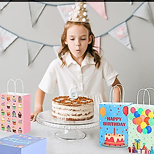 GITMIWS 24Pcs Birthday Gift Bags with Handles - 8.7" Small Paper Bags, Favor Bags, Goody Bags, Goodie Bags, Party Bags for Kids Birthday