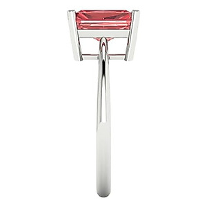 Clara Pucci 2.5ct Radiant Cut Solitaire Natural VVS1 Red Garnet Engagement Bridal Promise Anniversary Ring 18K White Gold Size 8.75