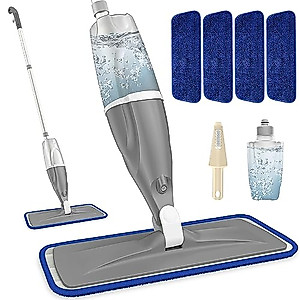 Spray Mops for Floor Cleaning Microfiber Floor Mop for Hardwood Floors Wet Dust Mop Flat Mop Floor Cleaner Mop with 4 Washable Pads 440 Ml Refillable Bottle for Wood Floor Tile Laminate Vinyl Kitchen