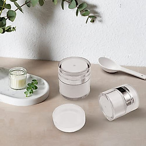 BRONZ 3 Pcs Airless Pump Jar, 0.5/1.0/1.7 Oz Refillable Moisturizer Container Vacuum Bottle with Lid, Travel Size Leak Proof Empty Container with Moisturizer Pump Dispenser for Makeup Lotion