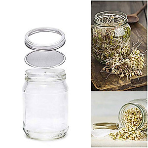 4 Pack Stainless Steel Sprouting Jar Strainer Lids - Regular Mouth Mason Jar Screen Sprouting Kit Lids - for Growing Bean, Broccoli, Alfalfa, Salad Sprouts and More
