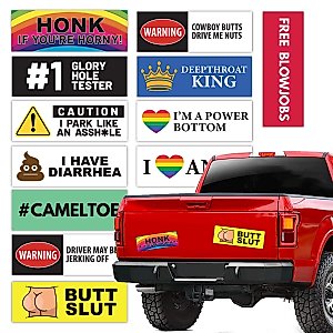 Rio Salto 12-Pack Funny Bumper Sticker Pranks Gifts for Adults Practical Jokes Prank Car Sticker Gay Pride Gags Pranks for Work Office Magnetic Stickers Dirty Items Gift Prankster Stuff for Adults
