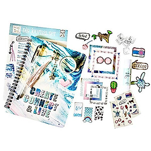 Hapinest DIY Journal Kit for girls - 63pcs Ideal for Teen and Tween girls Ages 8 9 10 11 12 13 14+ Birthday Gift for girls, Scrapbook and Diary Supplies Set