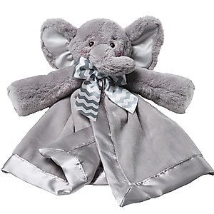 Bearington Baby Lil' Spout Snuggler, 15 Inch Gray Elephant Plush Stuffed Animal Security Blanket Lovey for Babies