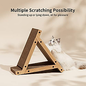 FUKUMARU 3 Sided Vertical Cat Scratching Post, Triangle Cat‘s Scratch Tunnels Toy, Scratcher Ramp for Kitten Play Exercise