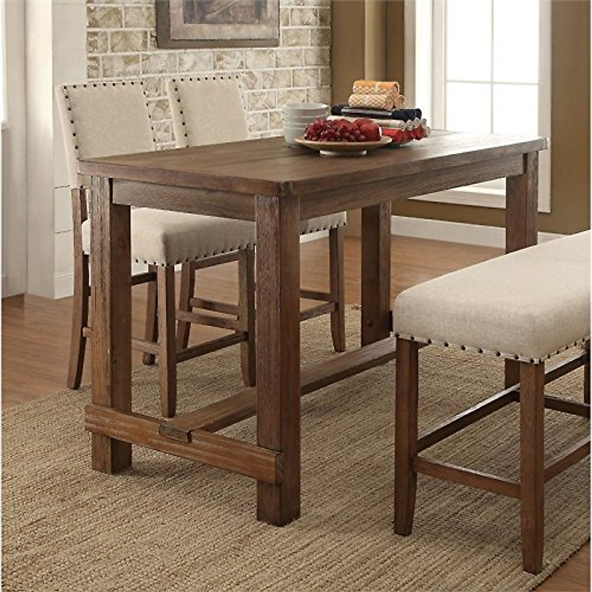 BOWERY HILL Contemporary Counter Height Wood Dining Table in Natural