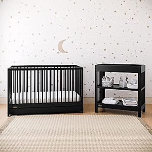 Graco Teddi 5-in-1 Convertible Crib with Drawer (Black) – GREENGUARD Gold Certified, Crib with Drawer Combo, Full-Size Nursery Storage Drawer, Converts to Toddler Bed, Daybed and Full-Size Bed