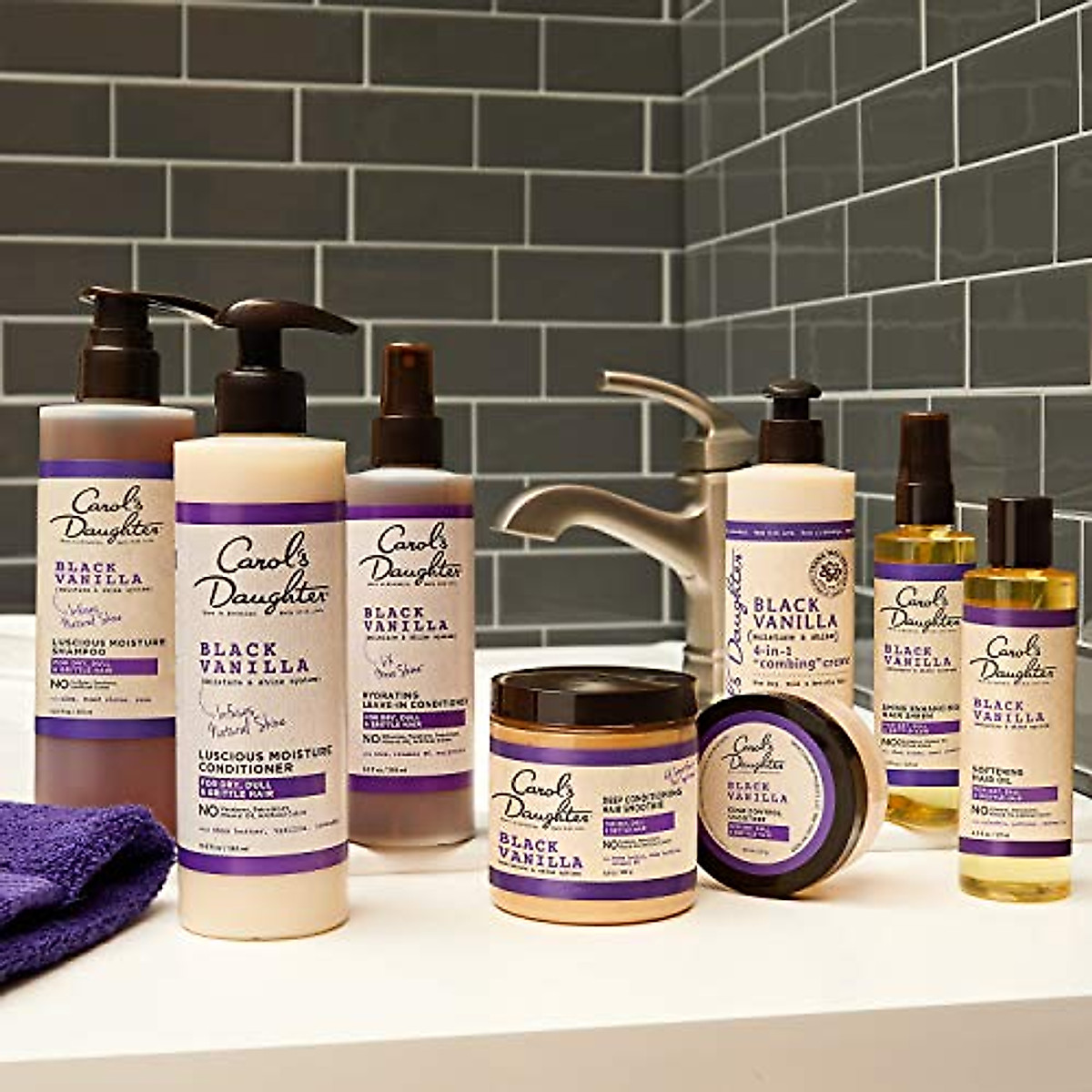 Carol's Daughter Black Vanilla Edge Control for Curly, Wavy or Natural Hair, Clear Edge Smoother for Dry, Dull or Brittle Hair, 2 Oz