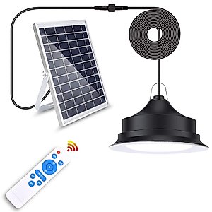 sunseatop Solar Pendant Lights, Solar Shed Lights by Remote Control Solar Powered Indoor & Outdoor Hanging Lights for Storage Room Home Yard Porch Balcony (White 6500k)
