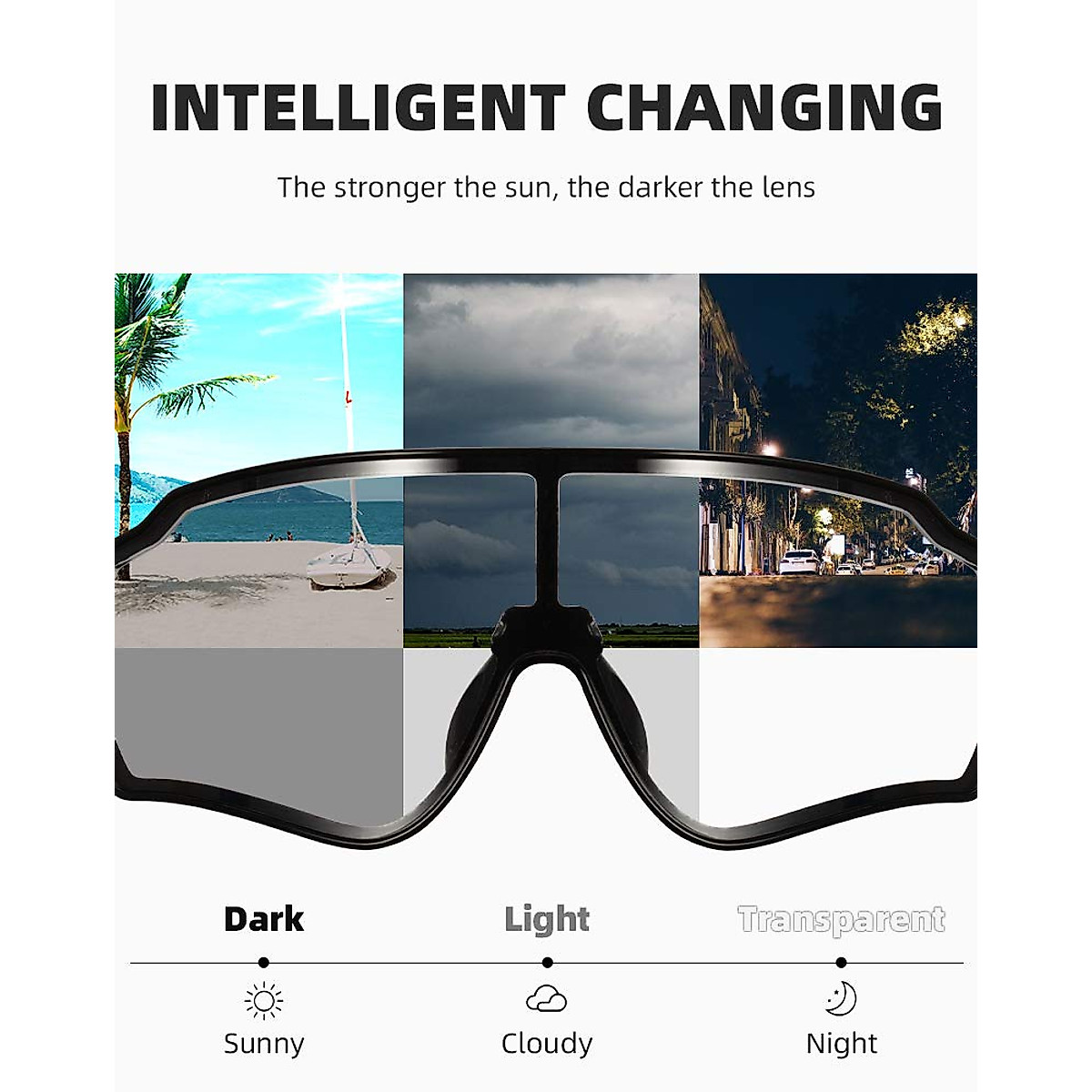 ROCKBROS Photochromic Sunglasses for Men Women Cycling Sunglasses Safety Sport Sunglasses UV Protection Transitions Sunglasses Driving Fishing Cycling Outdoor Sports