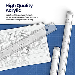 Pacific Arc 24 Inch Ruler Clear Plastic, Graduations in Inches and Centimeters