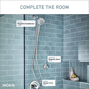 Moen Chrome Engage Magnetix 3.5-Inch Six-Function Eco-Performance Handheld Showerhead with Magnetic Docking System, Removable Shower Head with Metal Hose, 26100EP