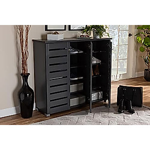 Baxton Studio Adalwin Modern and Contemporary Dark Gray 3-Door Wooden Entryway Shoe Storage Cabinet