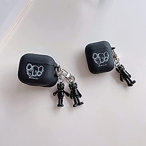 Air Pod Pro Case, Cute Cover 3D Funny Cool Frosted TPU Kawaii Protective Cases Air pod PRO 2020 Accessories for Women Girls Men Boy. (PRO Line Bear Black)