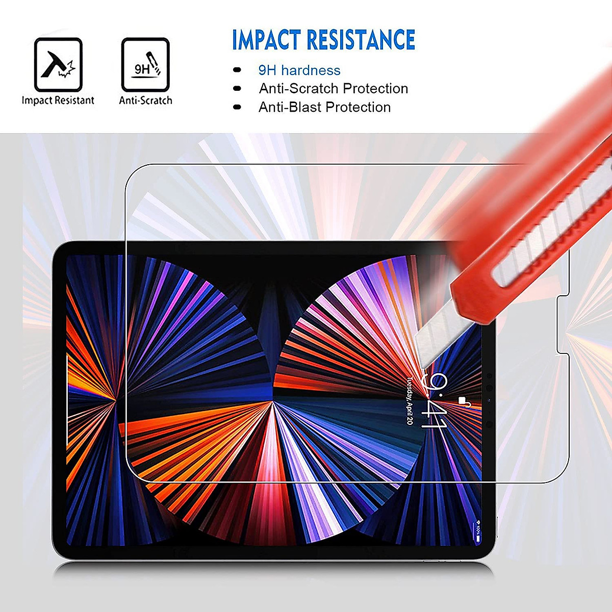 PULEN (2 Packs) for iPad Pro 12.9 2020/2021/2022 Screen Protector,HD Clear 9H Hardness Tempered Glass Compatible with Apple Pencil and Face ID (12.9 Inch)