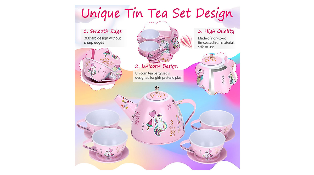 Auney Unicorn Tea Set for Girls - 36 PCS Playtime Fun