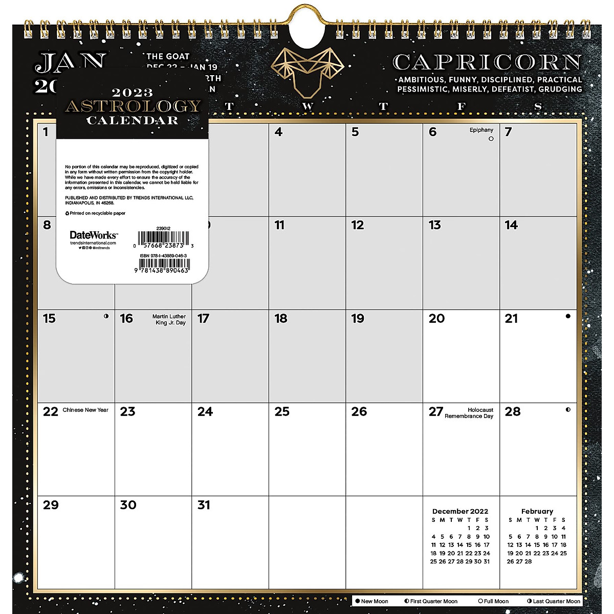 2023 Astrology Spiral Wall Calendar