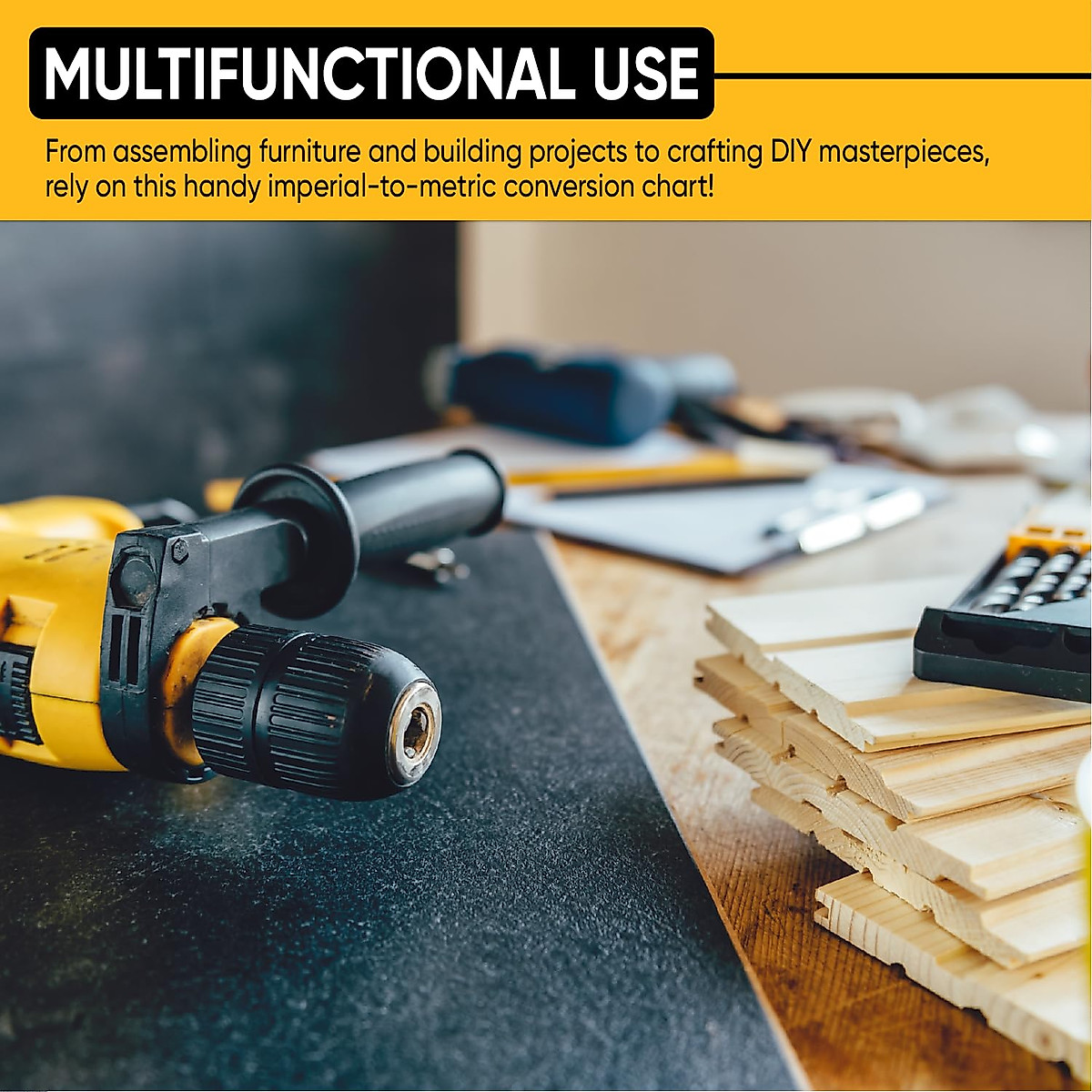 Magnetic Measurement Conversion Chart | Imperial & Metric Rulers, Measurement Tables | 10.5” x 8.5”| Made in USA