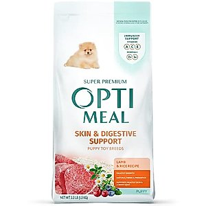 OPtimeal Puppy Dog Food - Proudly Ukrainian - Delicious Puppy Food Dry Recipe with Skin and Digestive Support for Small and Toy Breed Puppies (3.3 Pound (Pack of 1), Lamb & Rice)