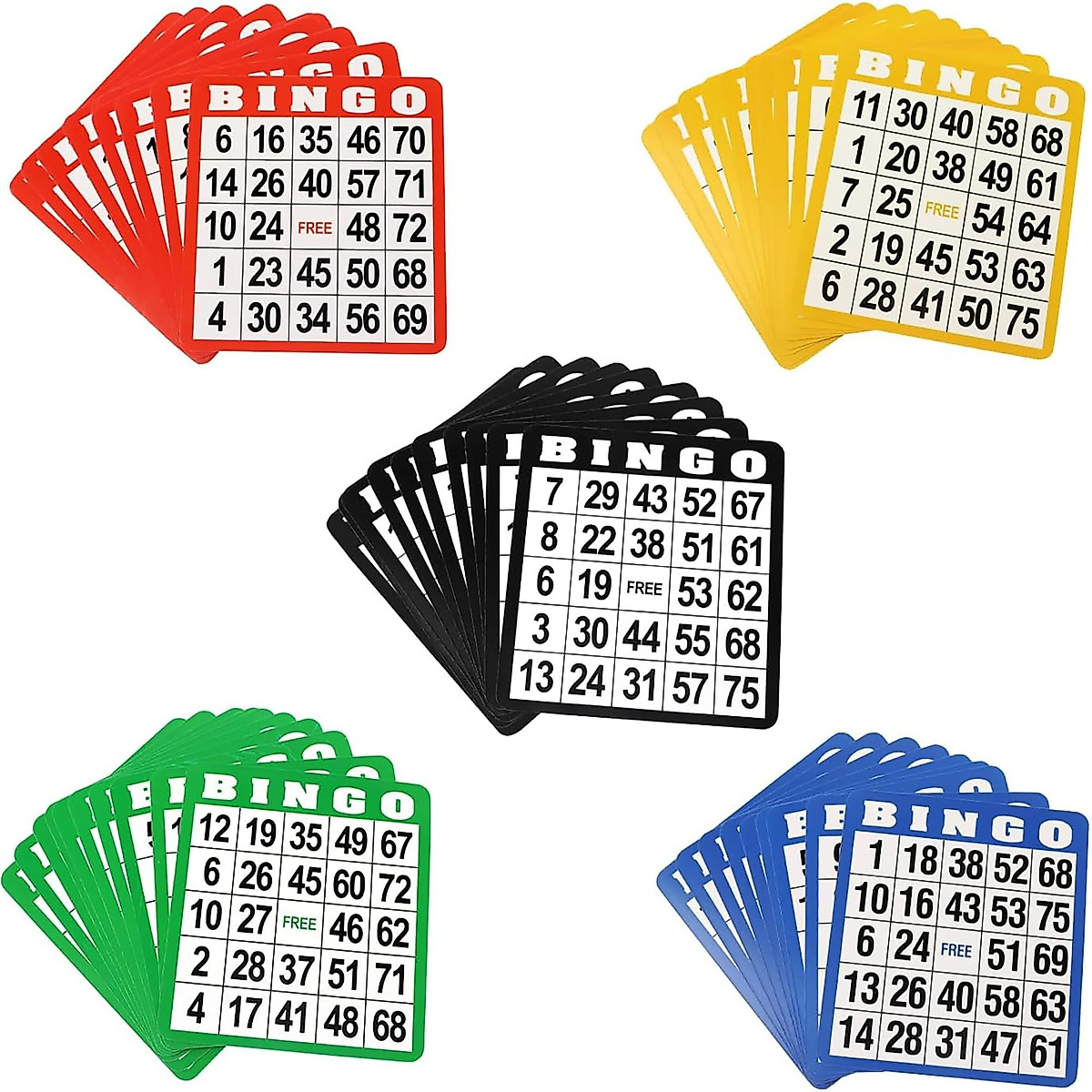 GSE Games & Sports Expert 100-Pack Multi-Color Bingo Game Cards with Easy Read Numbers, Reusable Paper Bingo Sheets for Large Groups, Family/Friend Parties, Bingo Games